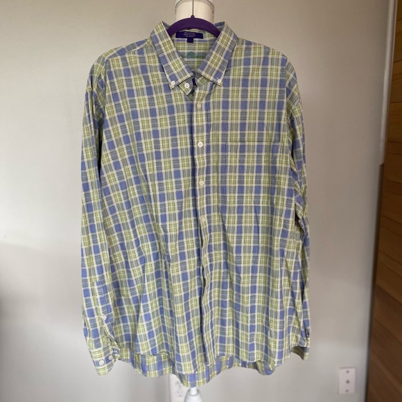 Alan Flusser | Shirts | Alan Flusser Green Blue Plaid Button Down Long Sleeve Shirt | Poshmark
